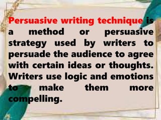 Writing Persuasive Essay Technique for Grade 10 | PPTX