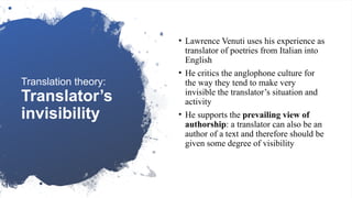 Translation theory: Foreignisation & Domestication | PPTX