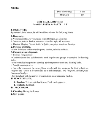 Comprehensive English Lessons: All About Me & Our Homes for Grade 5 | DOCX