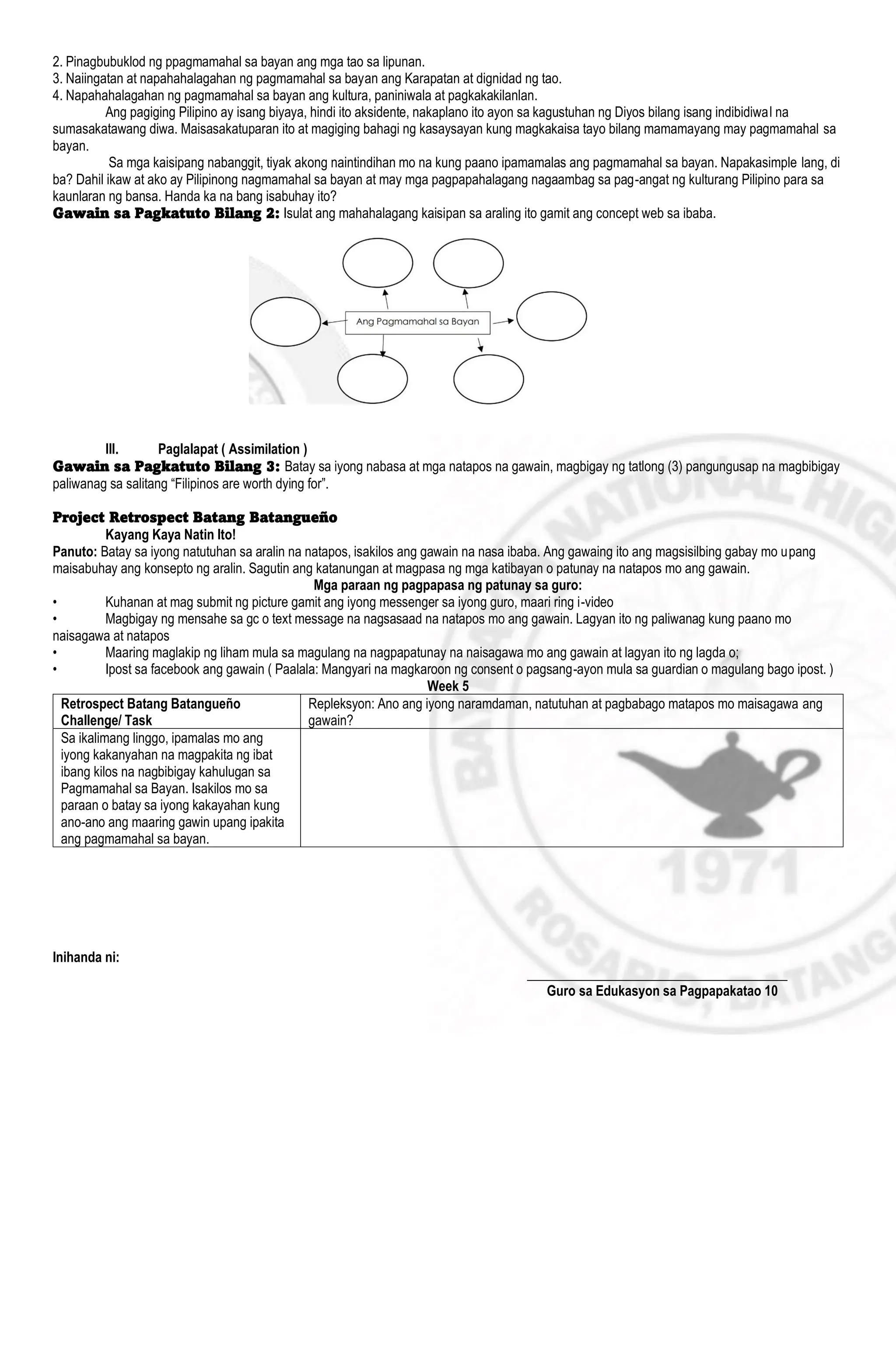 week 3-5grade 10 edukasyon sa pagpapakatao learning activity sheet | PDF