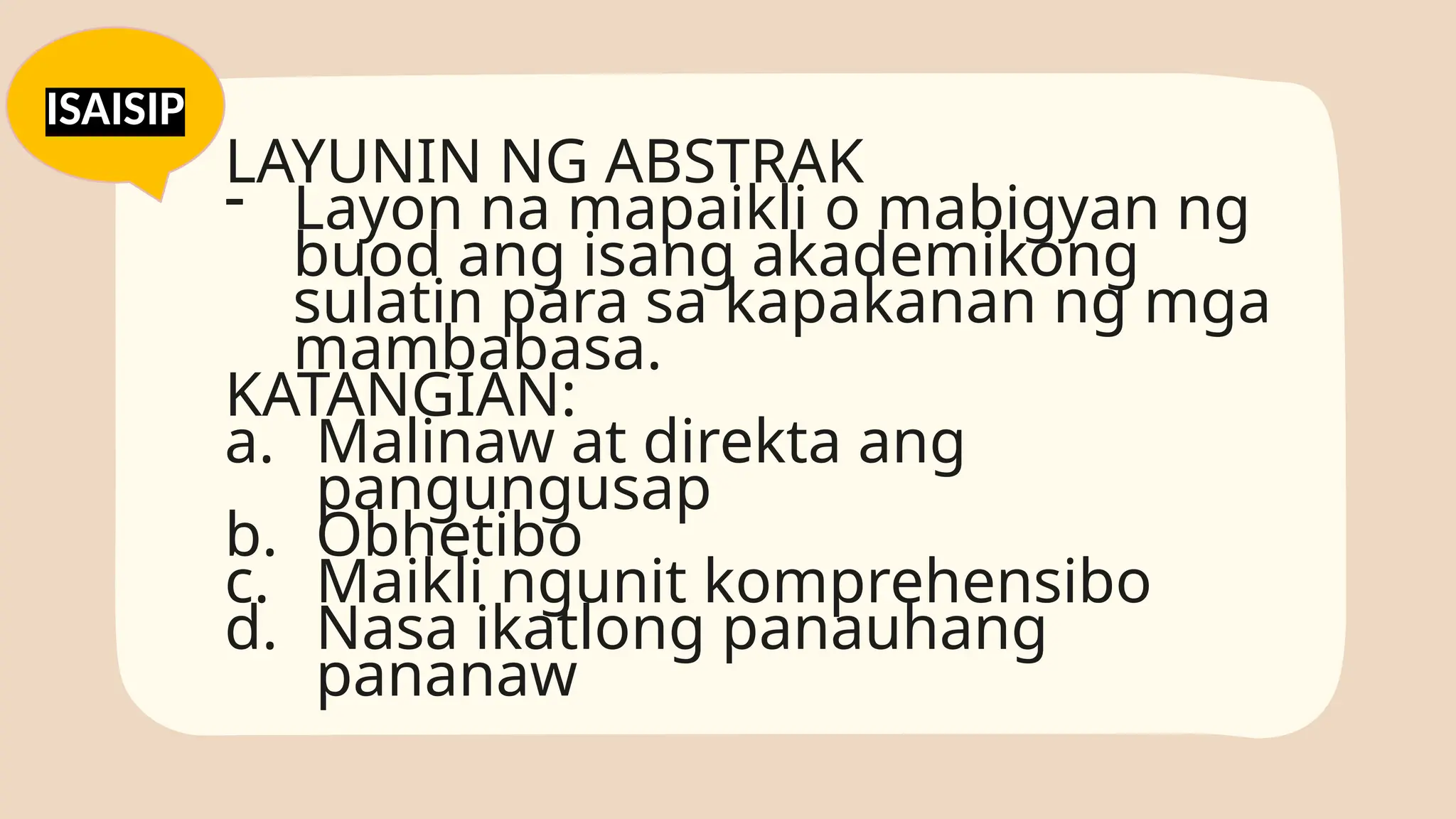 PAGSULAT NG ABSTRAK POWERPOINT PRESENTATION | PPTX