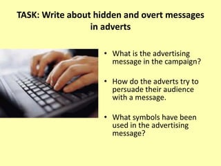 Week 3 advertising hidden and overt messages | PPTX