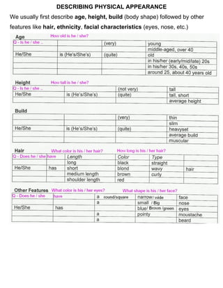 Week 3 - Class 2 - Describing Physical Appearance-Vocabulary | DOC