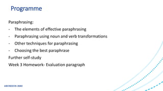 Week 3 paraphrasing (student) | PPT