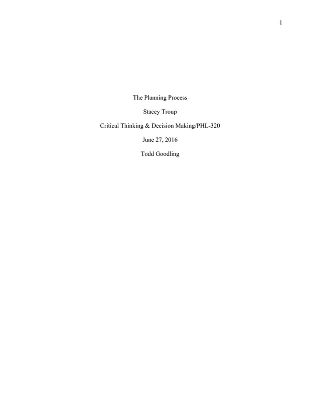Planning Process Paper | PDF