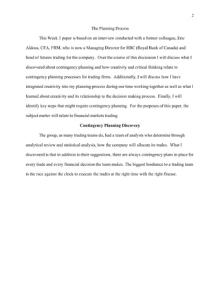 Planning Process Paper | PDF