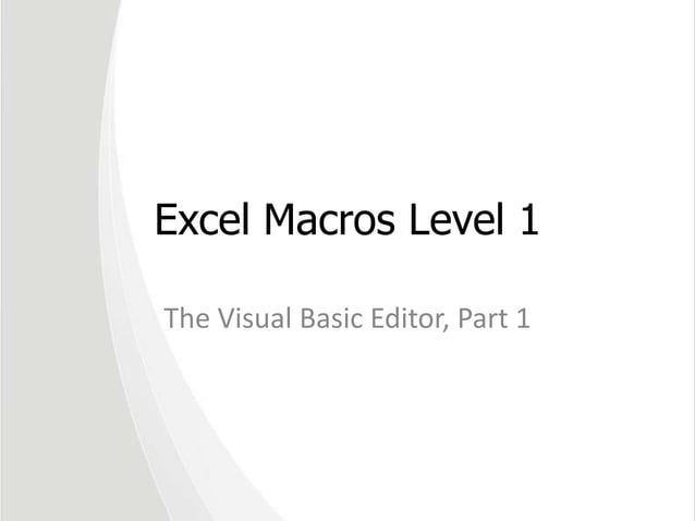 Chapter 3 Excel Macros Ppt