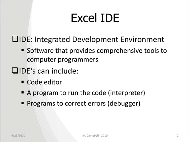 Chapter 3 Excel Macros Ppt