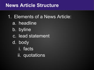 Basic News Article Structure | PDF