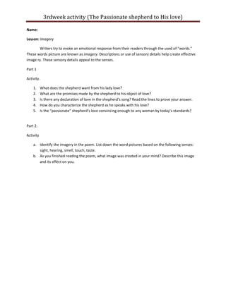 Week3activity(the passionate shepherd to his love) | DOCX