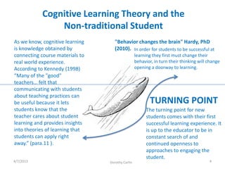Cognitive learning and the non-traditional student | PPTX | Education