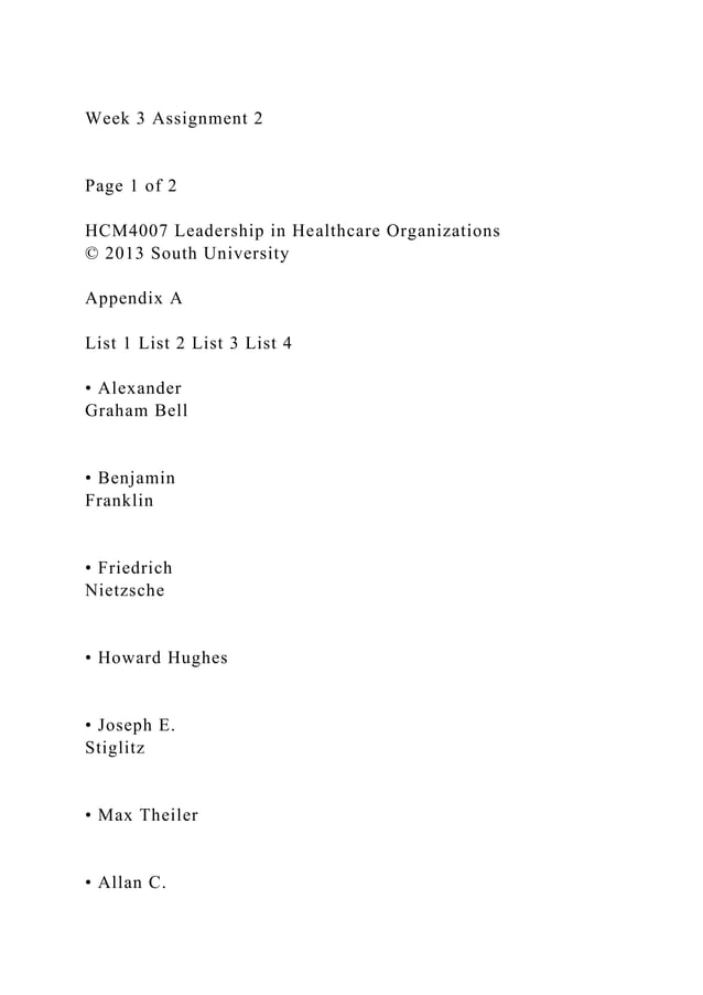 Week 3 Assignment 2Leadership StylesIdentify five leader.docx