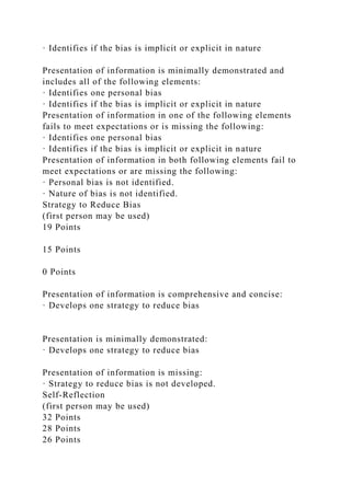 Week 3 Assignment Addressing BiasGuidelines with Scoring Rubric.docx