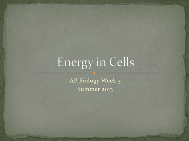 AP Biology - Week 3 Cell Energy | PPT