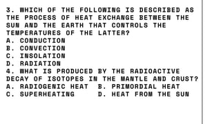 Week3 Earth's Internal heat- Grade 11 Earth and Life | PPTX