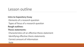 Week 3 expository writing final bb | PPTX | Books and Literature