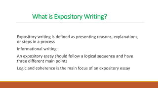 Week 3 expository writing final bb | PPTX | Books and Literature