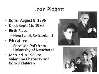 Jean Piaget Jean Piaget Table Of Contents Introduction Early Life ...