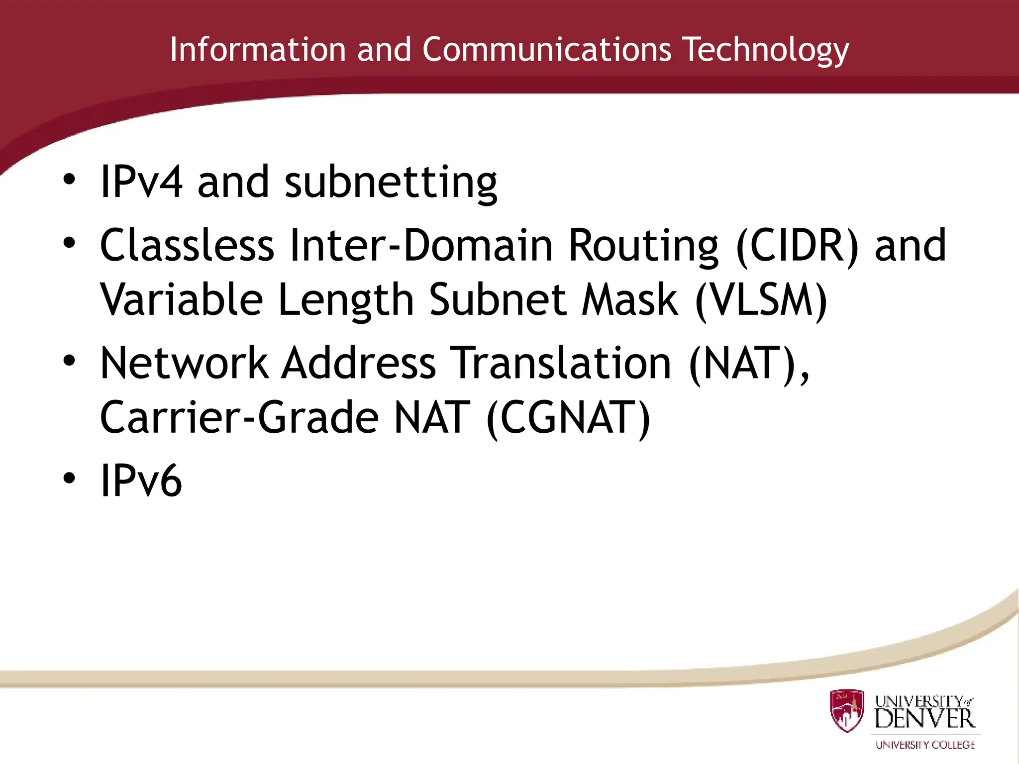IP addressing week 3 presentation ICT DU | PPT