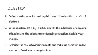 Oxidation and Reduction reactions with balancing of redox reactions.pptx