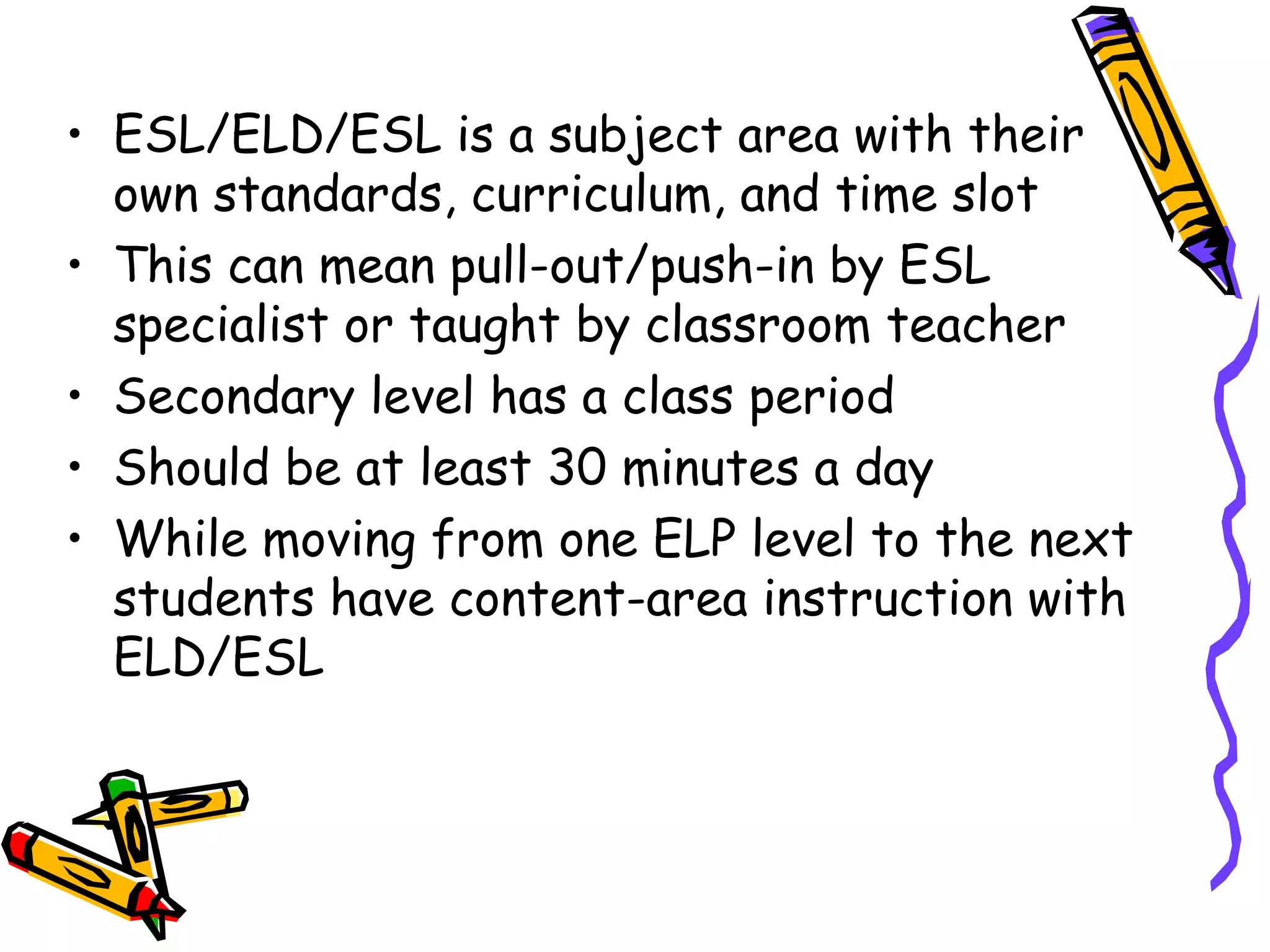 ESOL Content Programs and Terminology | PPT