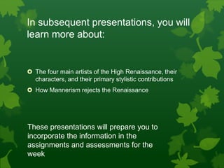 Week 4.16th century italian renaissance.overview | PPTX