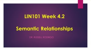 Week 4.2 semantic relationship student copy | PDF