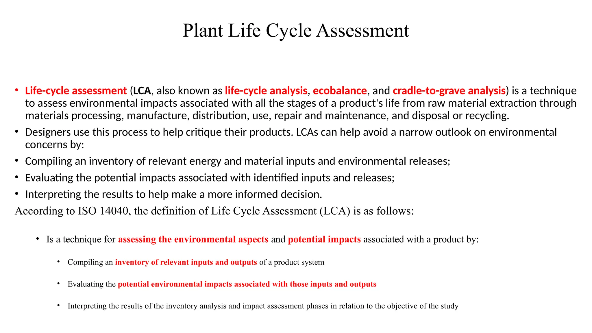 Plant Life Cycle Assessment (Cradle to Grave).pptx | Power and Energy ...