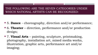 NATIONAL ARTIST OF THE PHILIPPINES WEEK 4 | PPTX