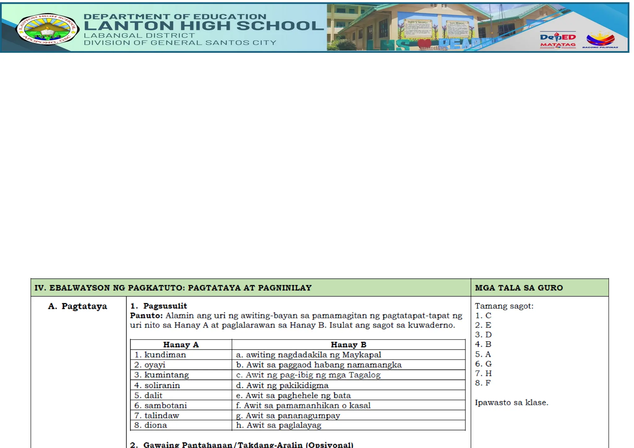 Matatag Curriculum Filipino 7 Quarter 1 Week 4 Daily Lesson Log | DOCX