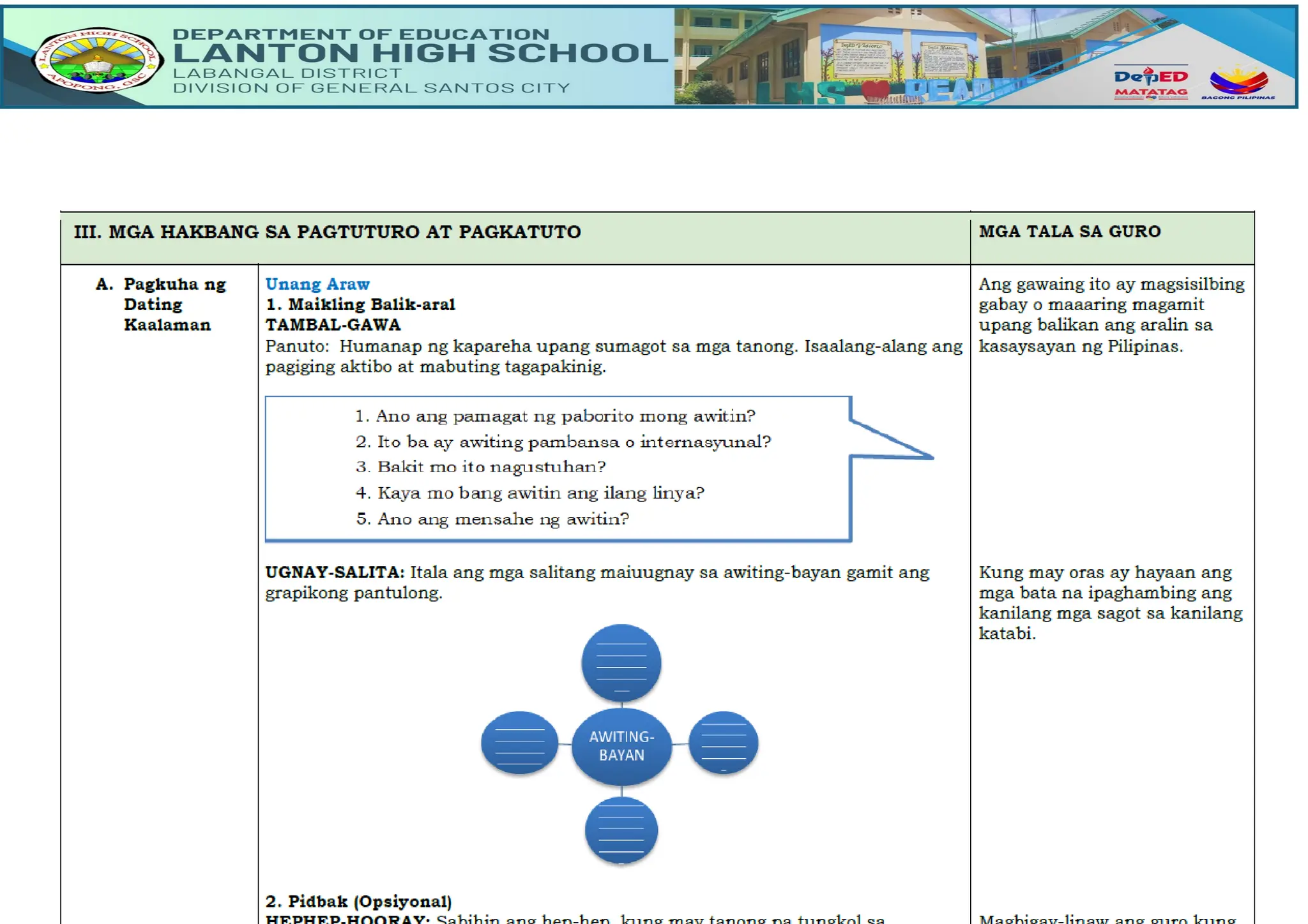 Matatag Curriculum Filipino 7 Quarter 1 Week 4 Daily Lesson Log | DOCX