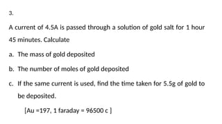 Electrolysis, Faraday laws of electrolysis with questions.pptx
