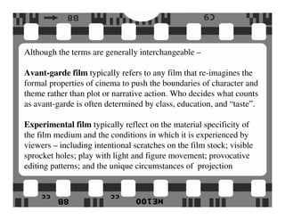 Lecture Week 4 - French Cinema - AvantGarde | PDF