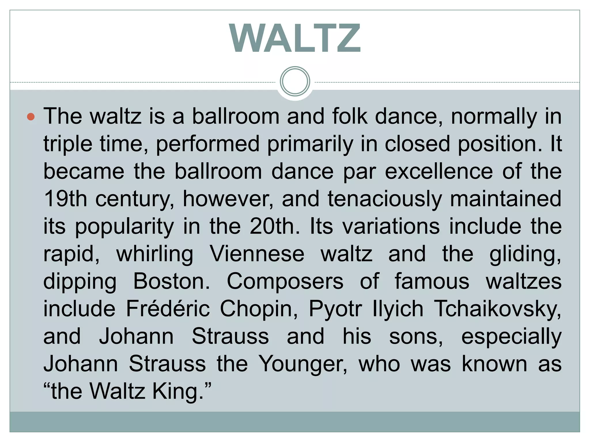 Week 4 ballroom dance power point presentation | PPTX