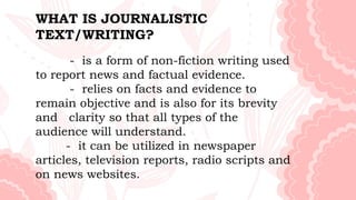 Journalistic text (News) Diction and writing style in journalistic ...