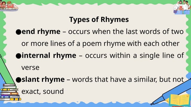 Week 4-Elements of Expression- Rhyme and Meter | PPTX | Poetry | Books ...