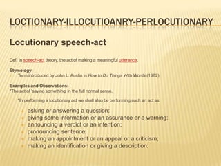 Week 4 illocutionary acts | PPT