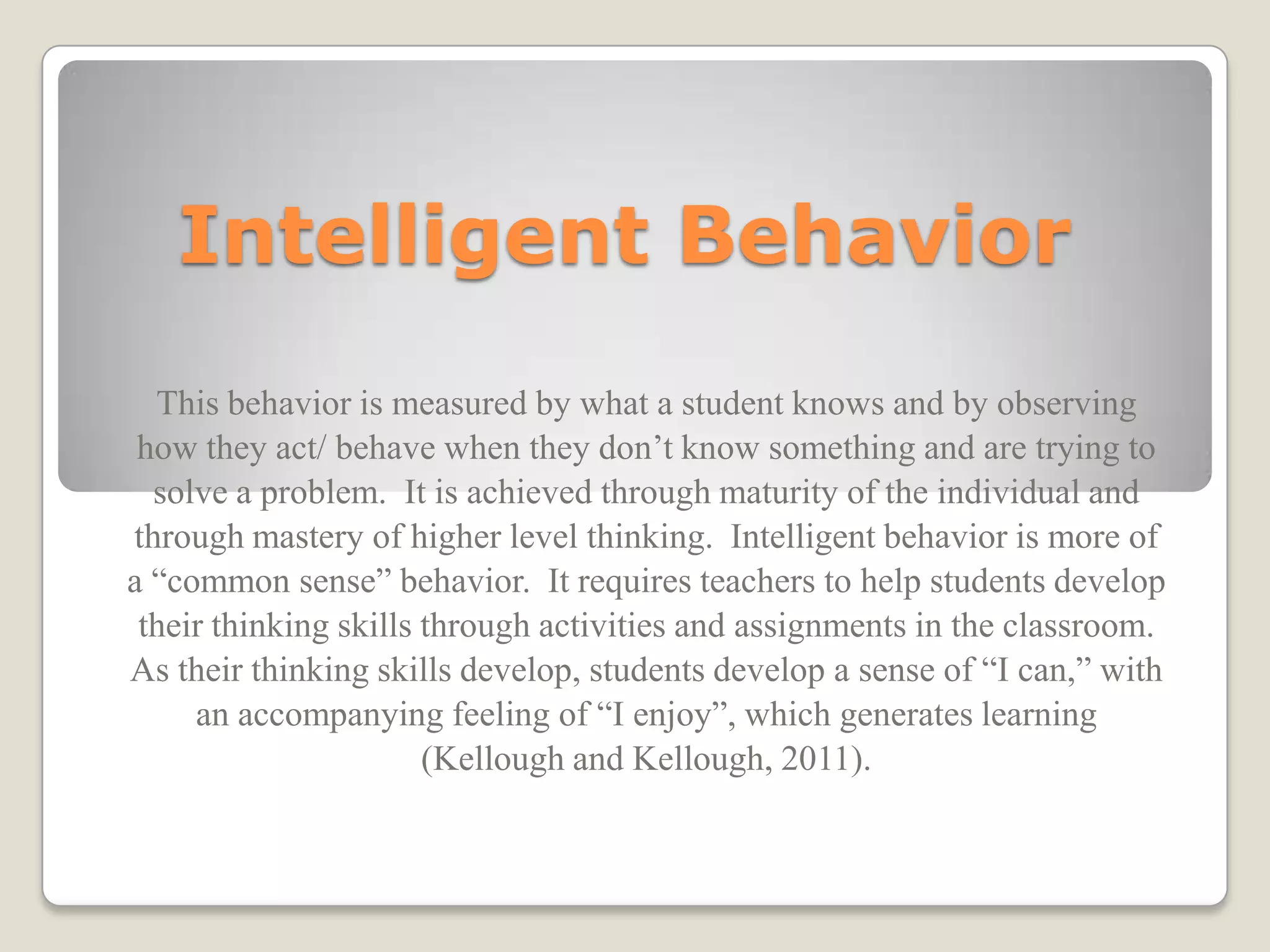 Intelligent Behaviors presentation | PPT