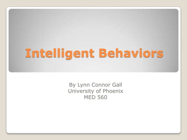 Intelligent Behaviors presentation | PPT | Free Download