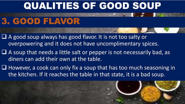 Week 4-Techniques in presenting and evaluating soup.pptx | Cooking ...
