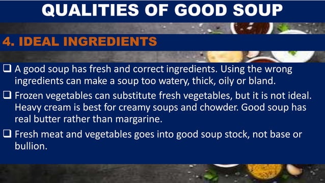 Week 4-Techniques in presenting and evaluating soup.pptx | Cooking ...