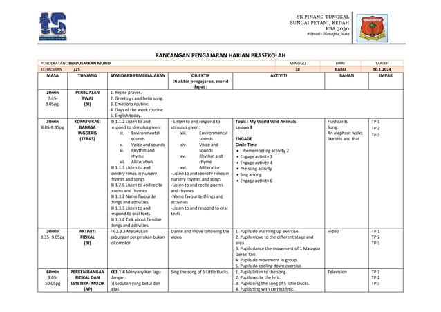 RPH PRASEKOLAH MINGGU KE 40 SEKOLAH RENDAH.docx