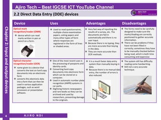 IGCSE ICT - Input and Output Devices - Direct Data Entry (DDE) Devices - Ajiro Tech - Part 2 | PDF