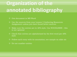 Week 4 annotated bibliography | PPTX