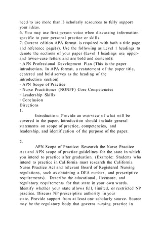 Week 4 APN Professional Development Plan PaperPurpose The pur | PDF