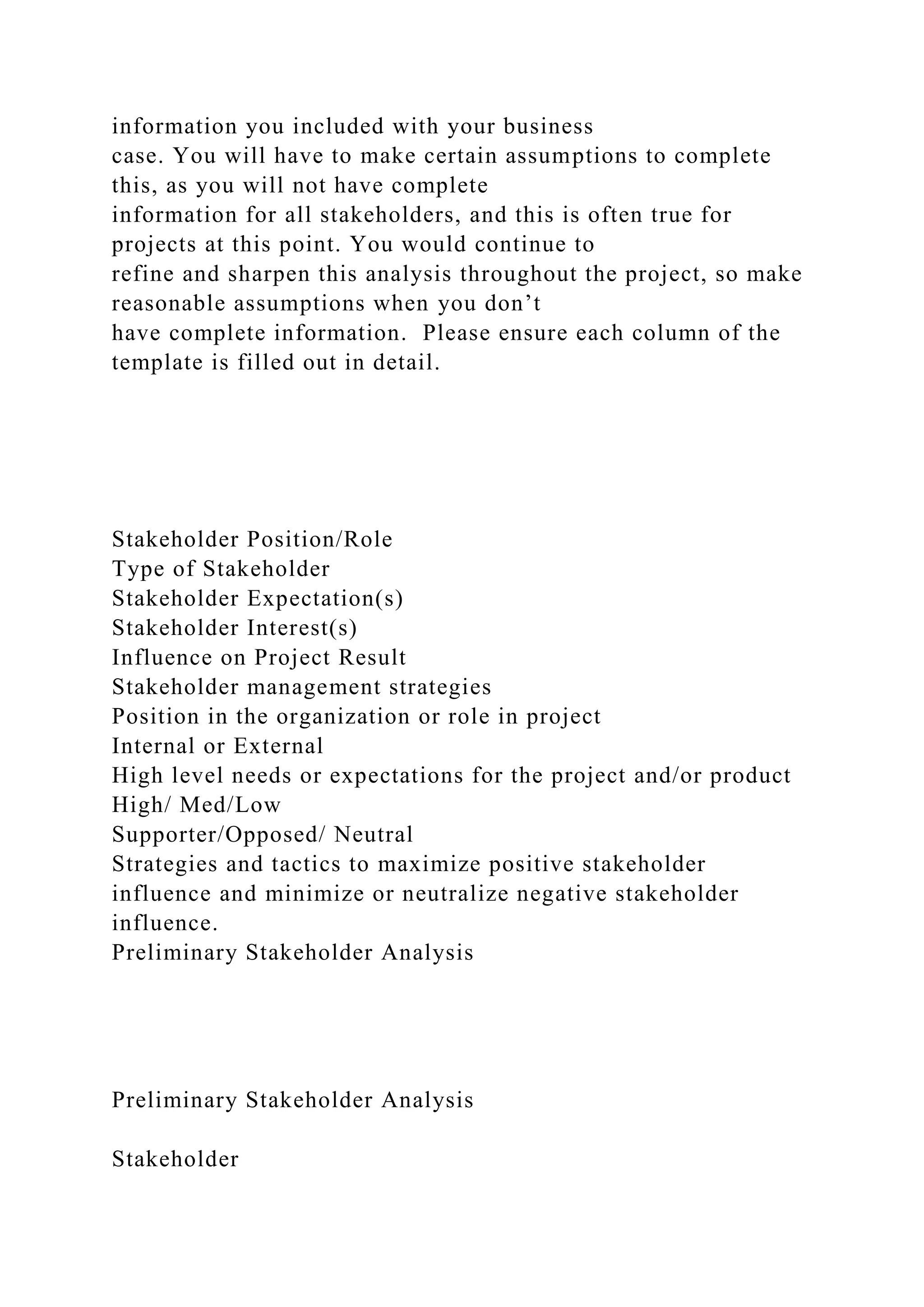 Week 4 Assignment Stakeholder Register Grading Rubric .docx | Business Administration | Business