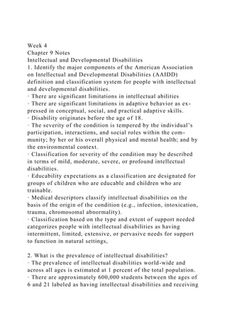 Week 4 Chapter 9 NotesIntellectual and Developmental Disabilit.docx