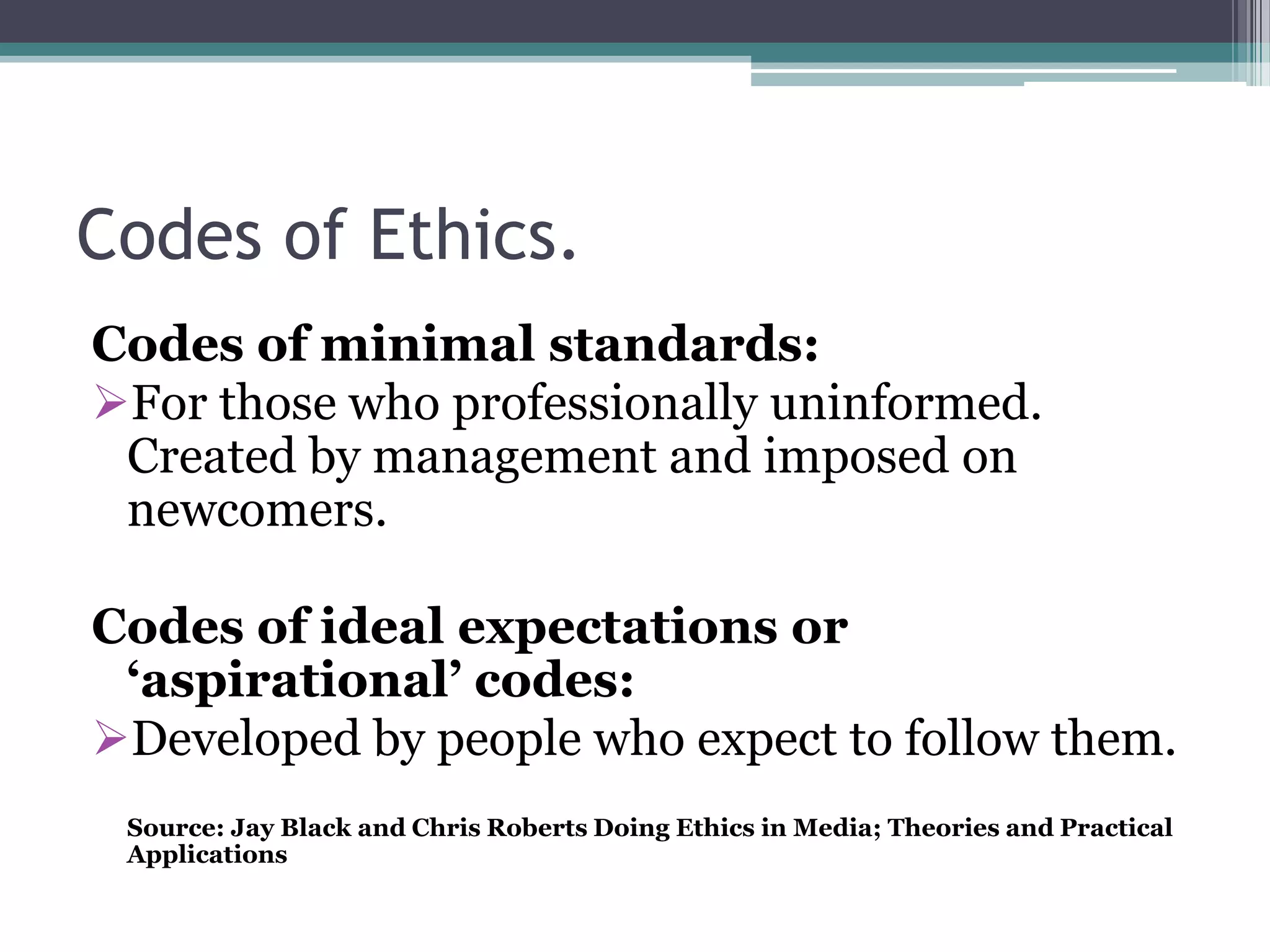 Codes of Ethics in Media | PPTX