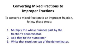 convert improper fractions into mixed fraction and vice versa | PPT