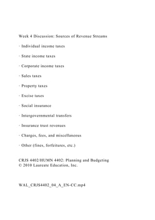 Week 4 Discussion Sources of Revenue Streams· Individual in.docx
